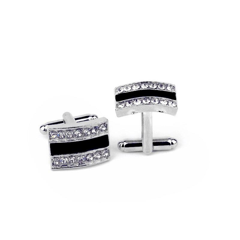 Black Crystal Rectangular Metal Cufflinks | Gentleman Rules