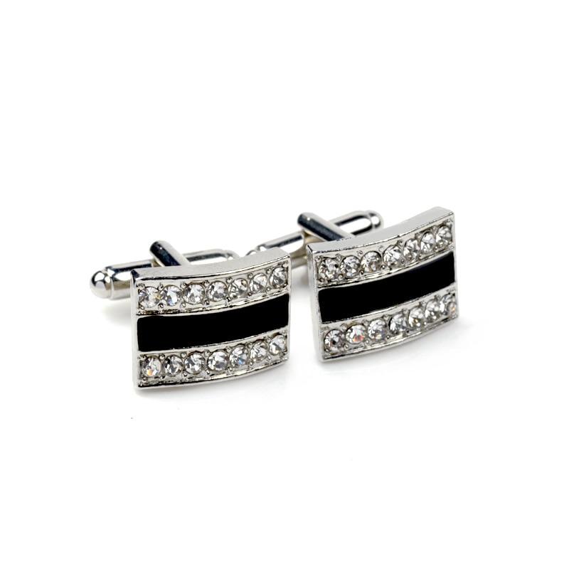 Black Crystal Rectangular Metal Cufflinks | Gentleman Rules