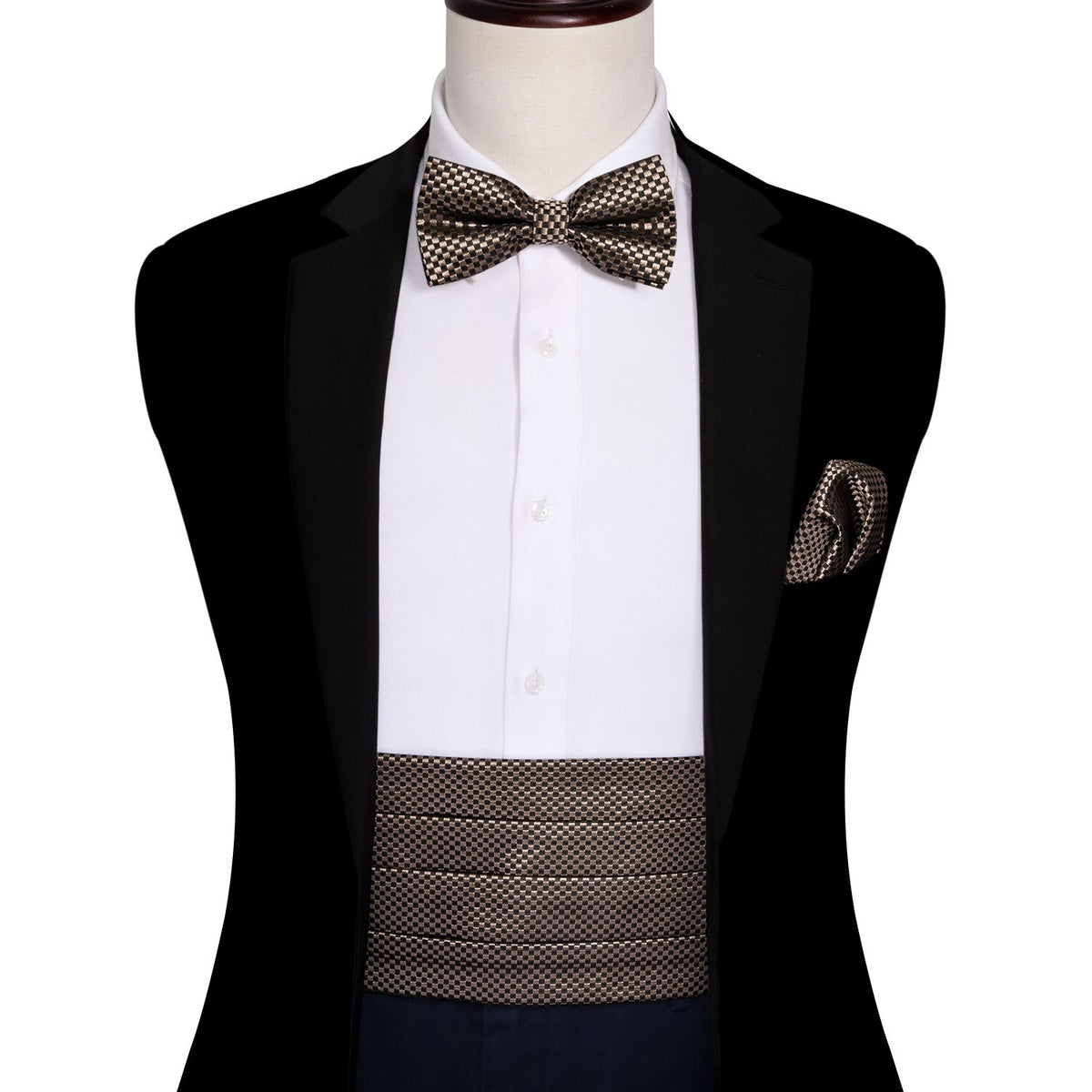 Checkered Solid Silk Cummerbund Set | Gentleman Rules