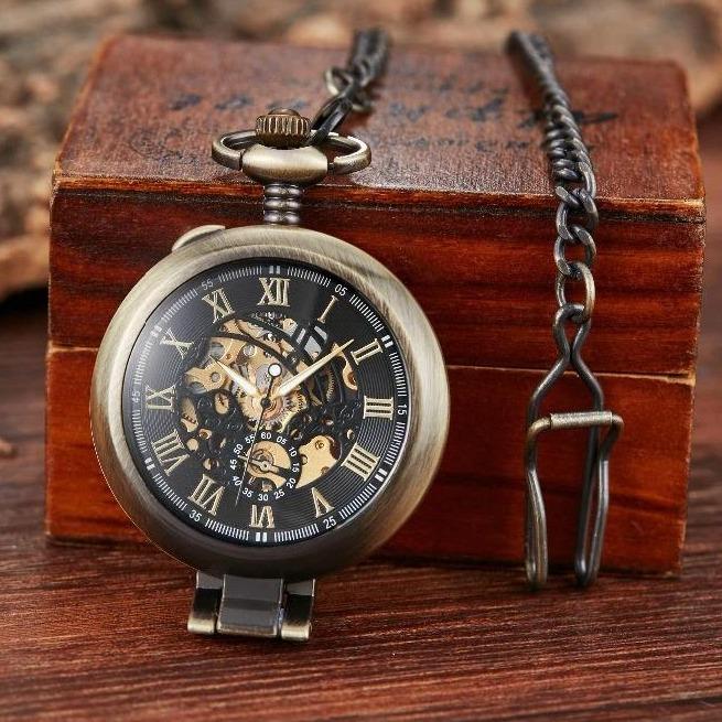 Olaf Orkina Mechanical Skeleton Pocket Watch Bronze | Gentleman Rules