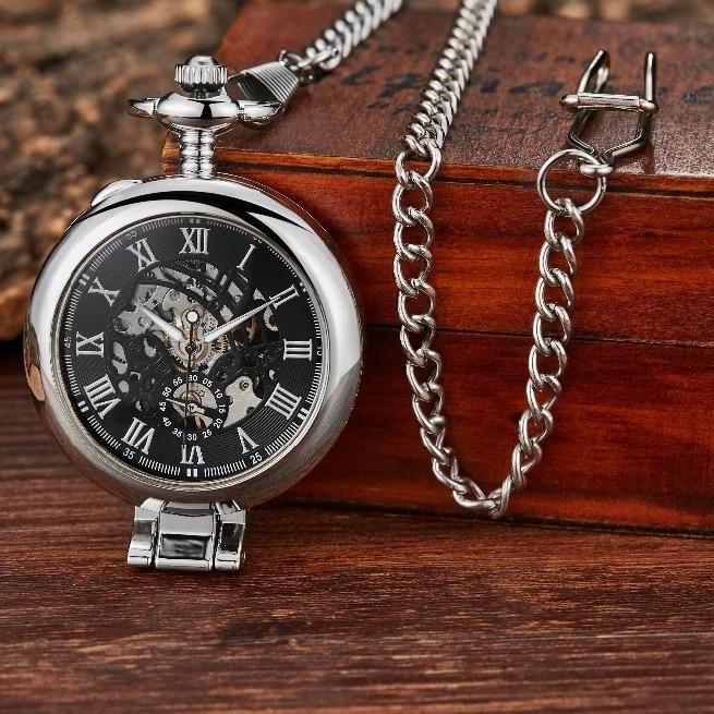 Olaf Orkina Mechanical Skeleton Pocket Watch Silver | Gentleman Rules
