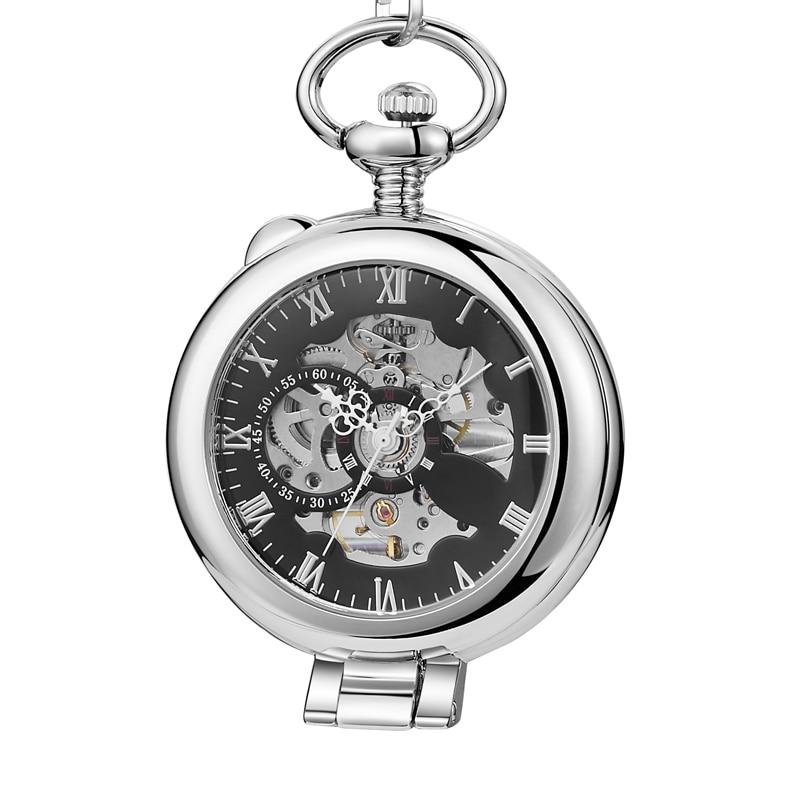 Olaf Orkina Mechanical Skeleton Pocket Watch Silver | Gentleman Rules