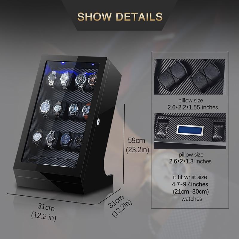 Walter Carbon Fiber Automatic Watch Winder & Organizer 12+2 Slots